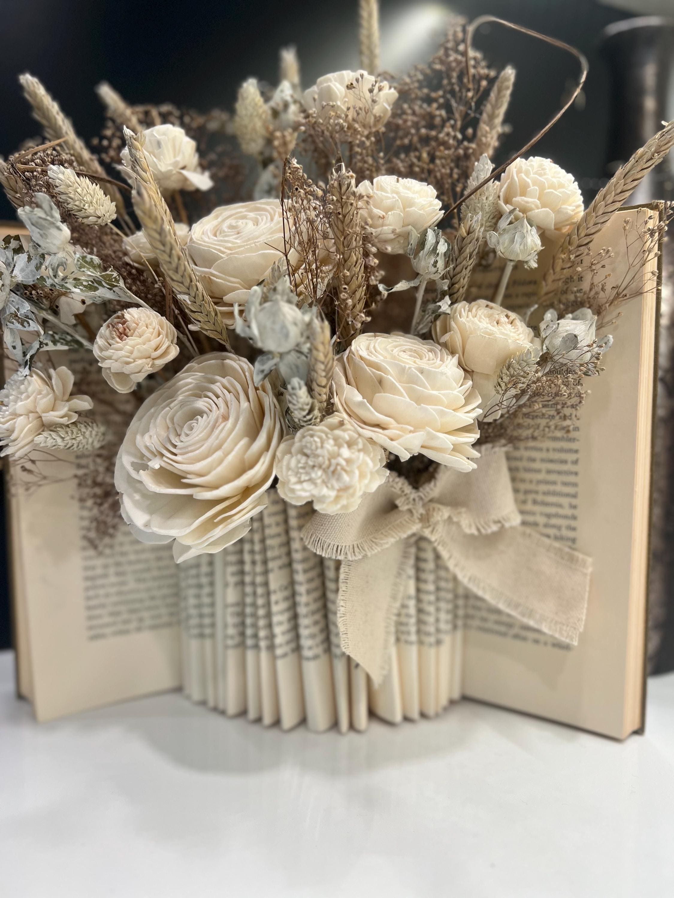Upcycled Book Vase - Dried Floral Bouquet - Vintage Book Decor ...