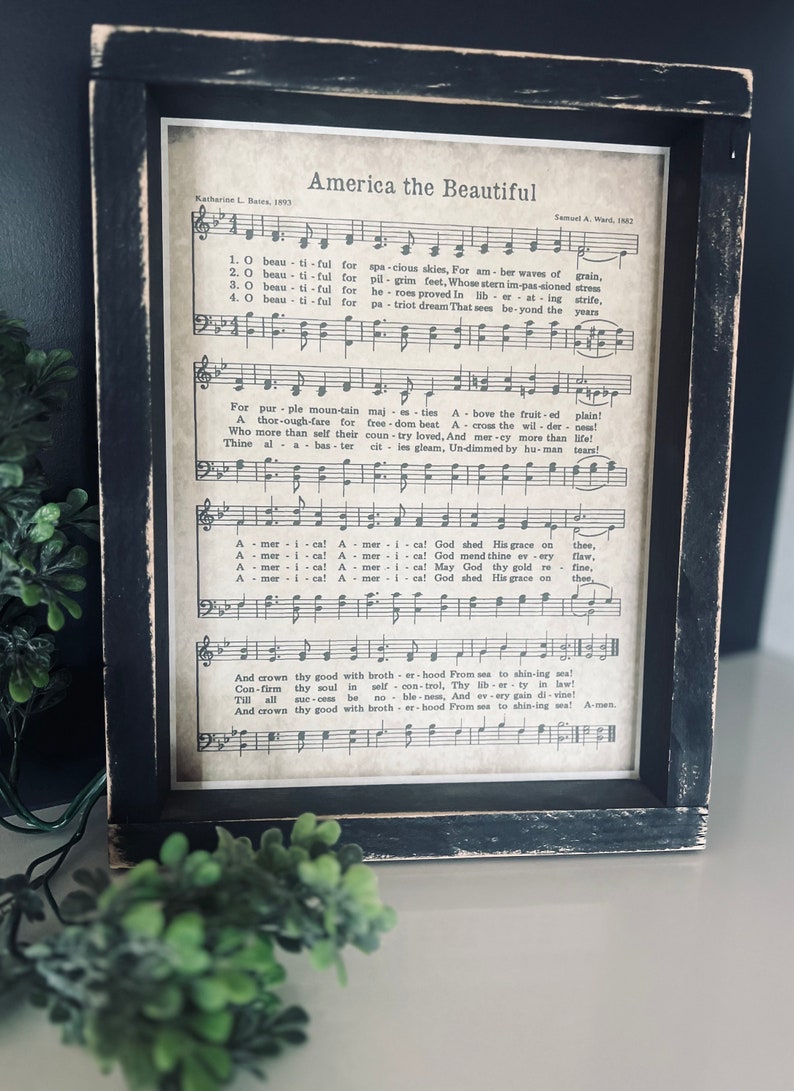 America the Beautiful Hymn / Patriotic Framed Hymns / Military Gifts ...