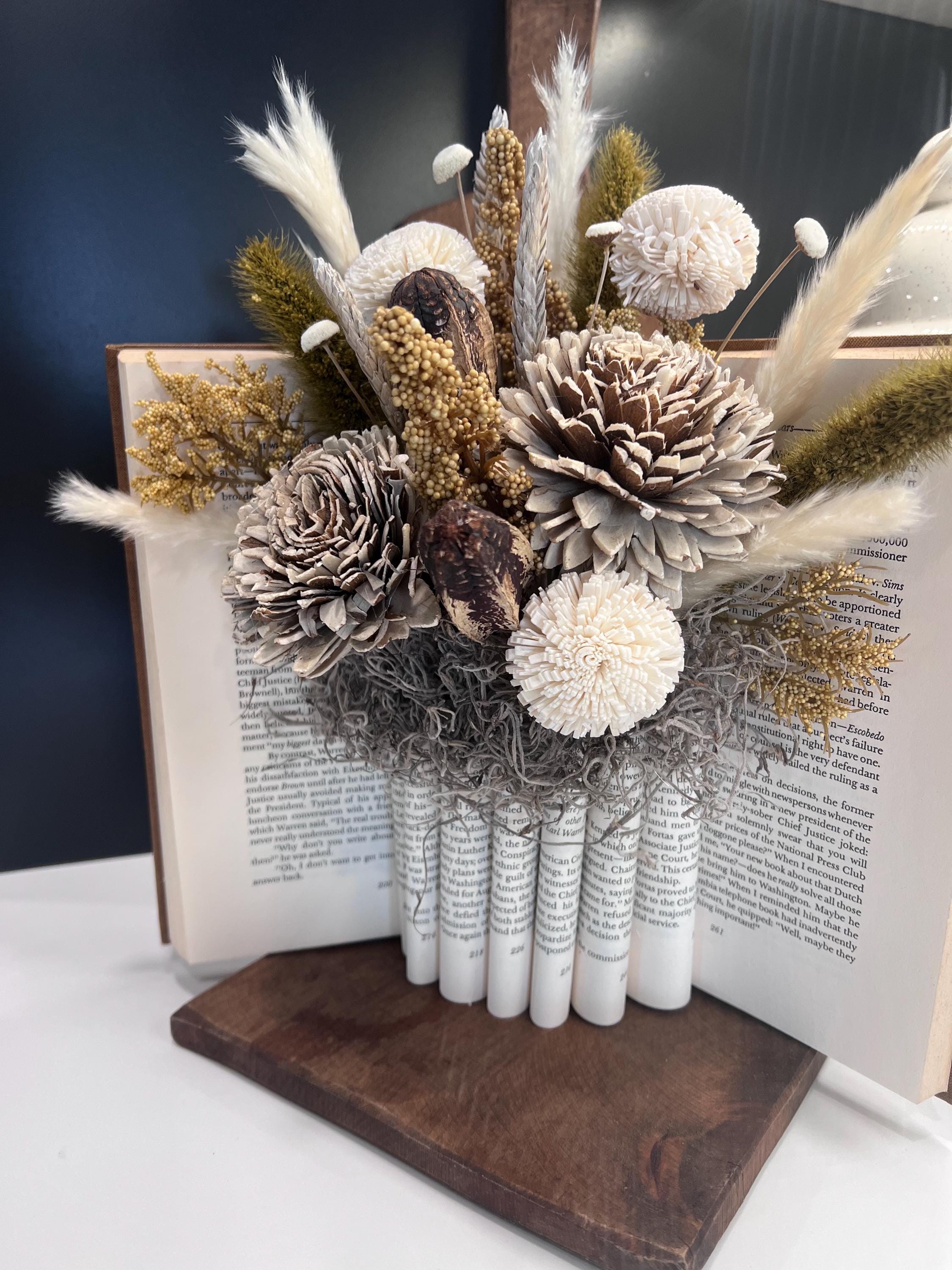Upcycled Book Vase - Dried Floral Bouquet - Vintage Book Decor ...