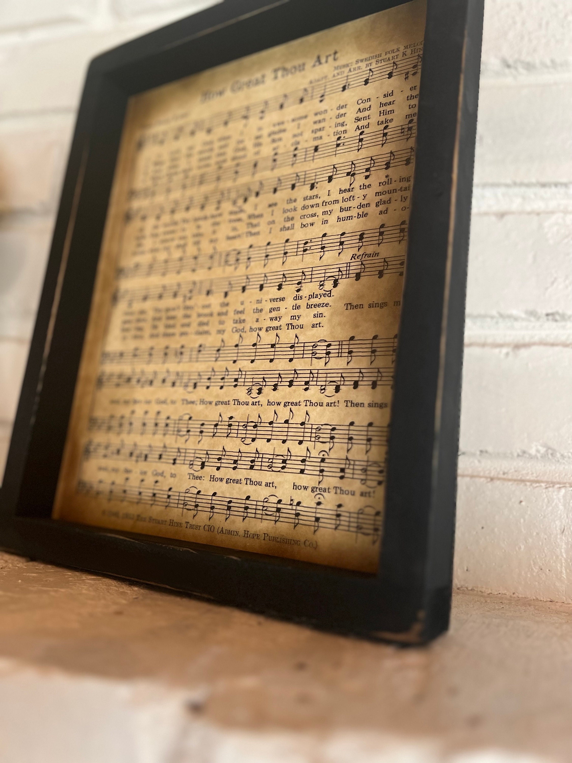 How Great Thou Art Hymn / Framed Church Hymn / Music Sheet/ Church ...