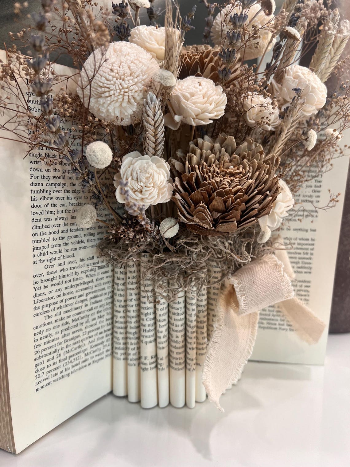 Upcycled Book Vase - Dried Floral Bouquet - Vintage Book Decor ...