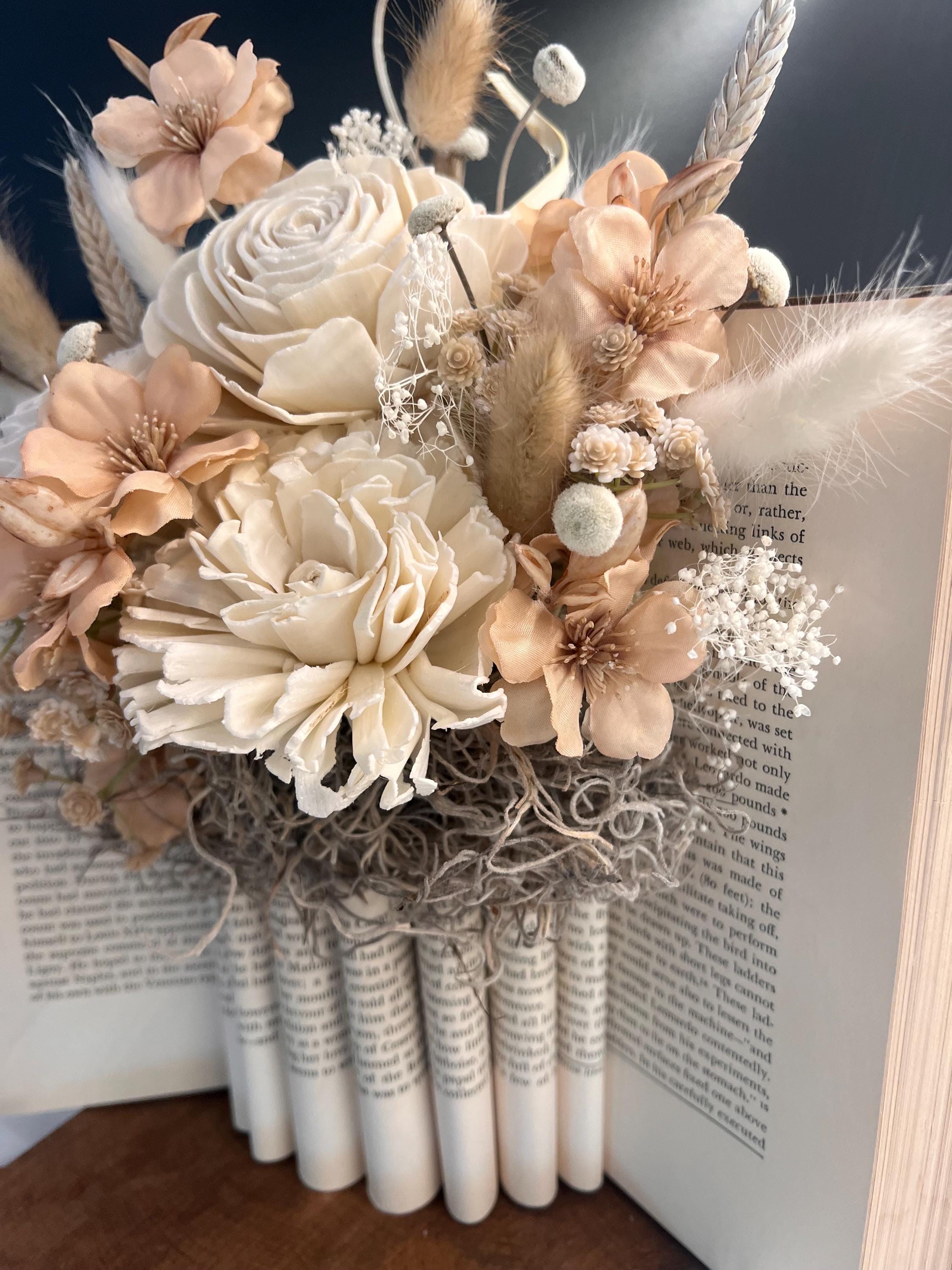 Upcycled Book Vase Floral Bouquet - Vintage Book Decor - Teacher Gift ...