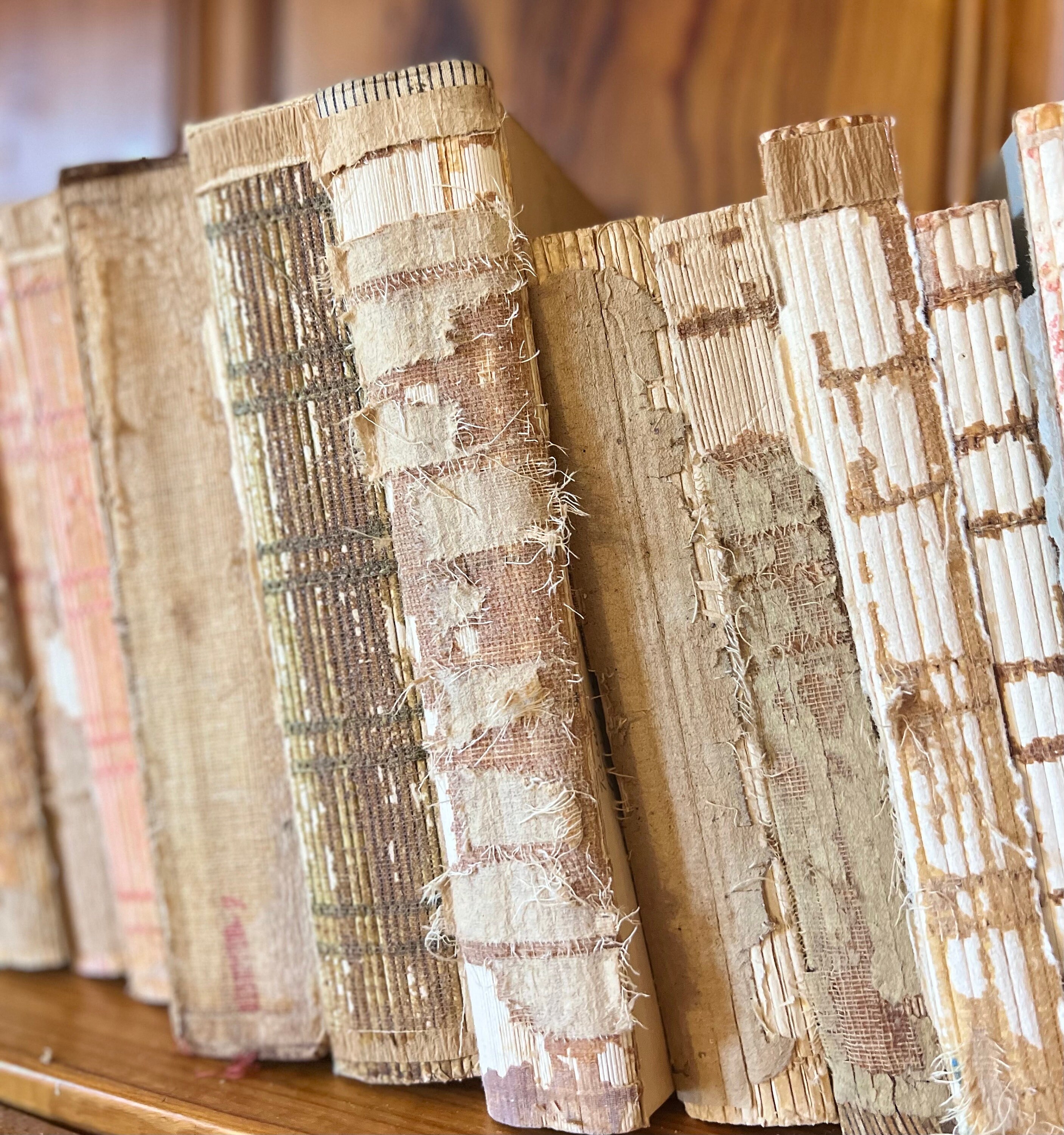 Vintage Stacked Books, Neutral Book Decor, Rustic Books, Coffee Table ...