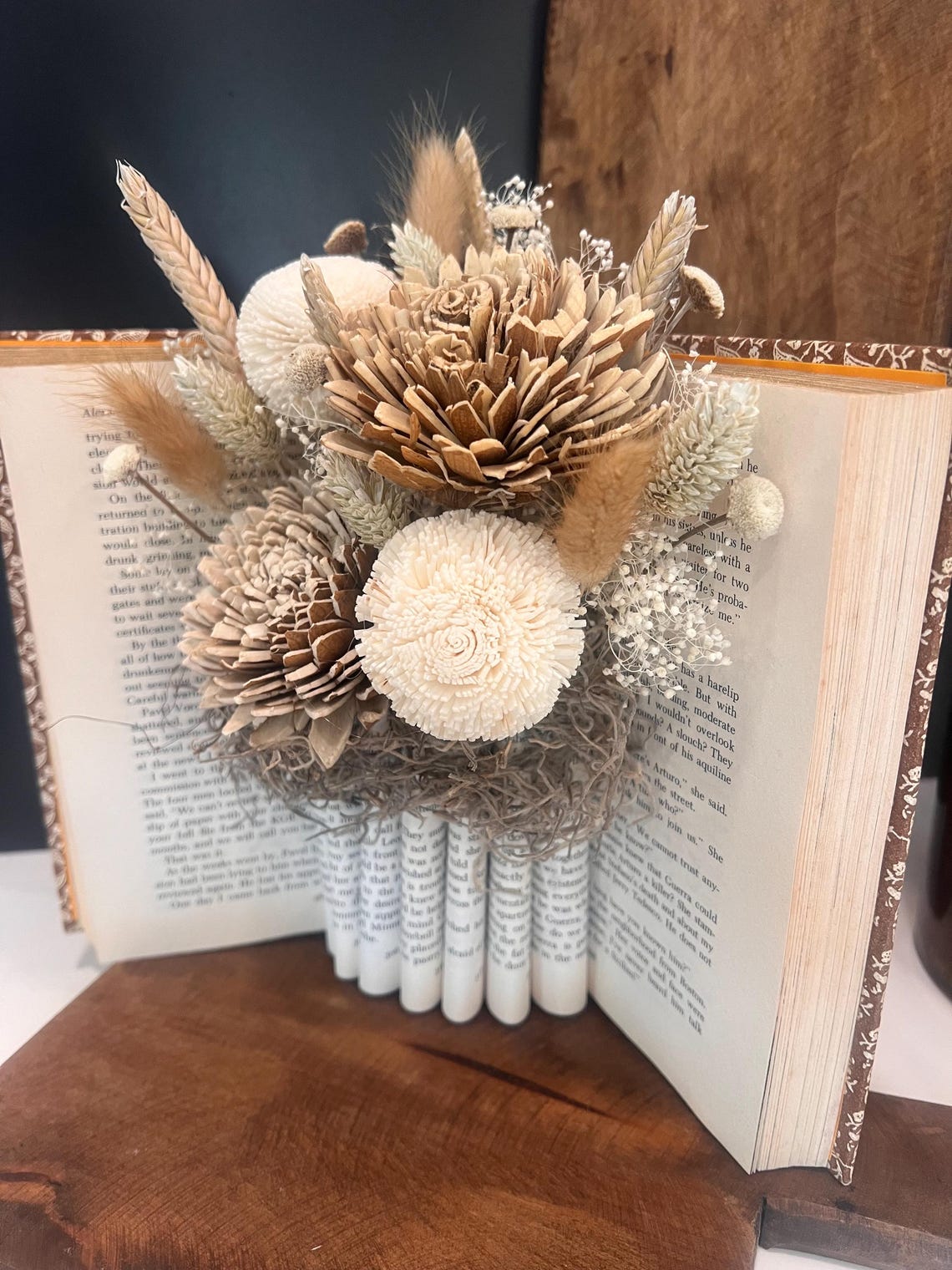 Upcycled Book Vase - Dried Floral Bouquet - Vintage Book Decor ...