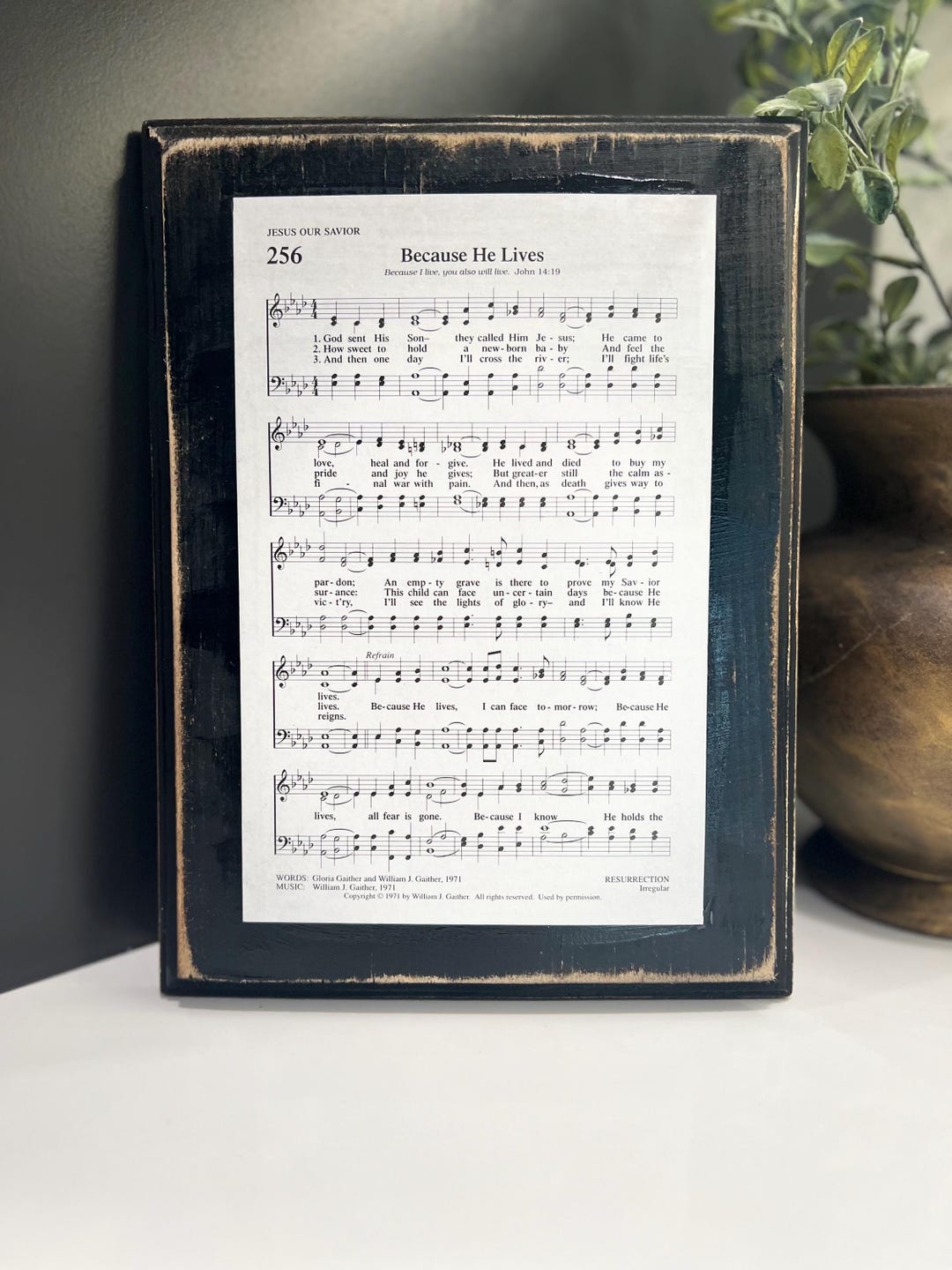 Because He Lives / Hymn Plaque / Hymn Wall Art / Music Sheet / Church ...