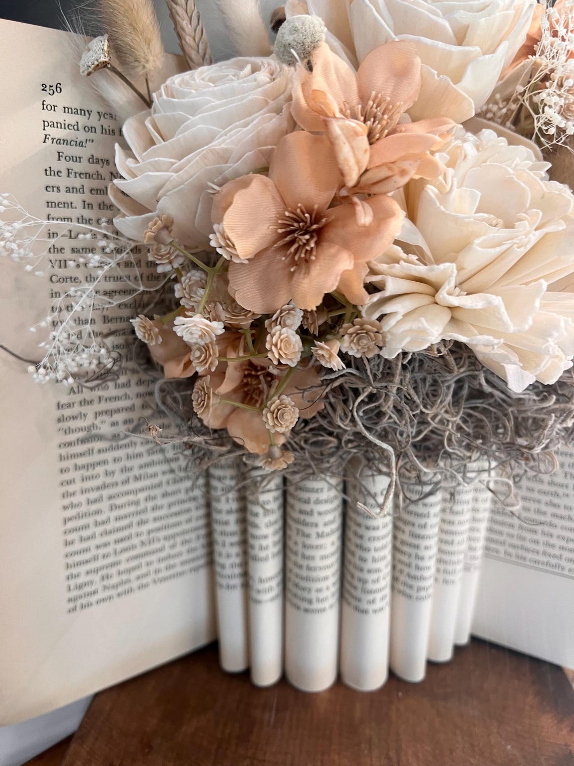 Upcycled Book Vase Floral Bouquet - Vintage Book Decor - Teacher Gift ...