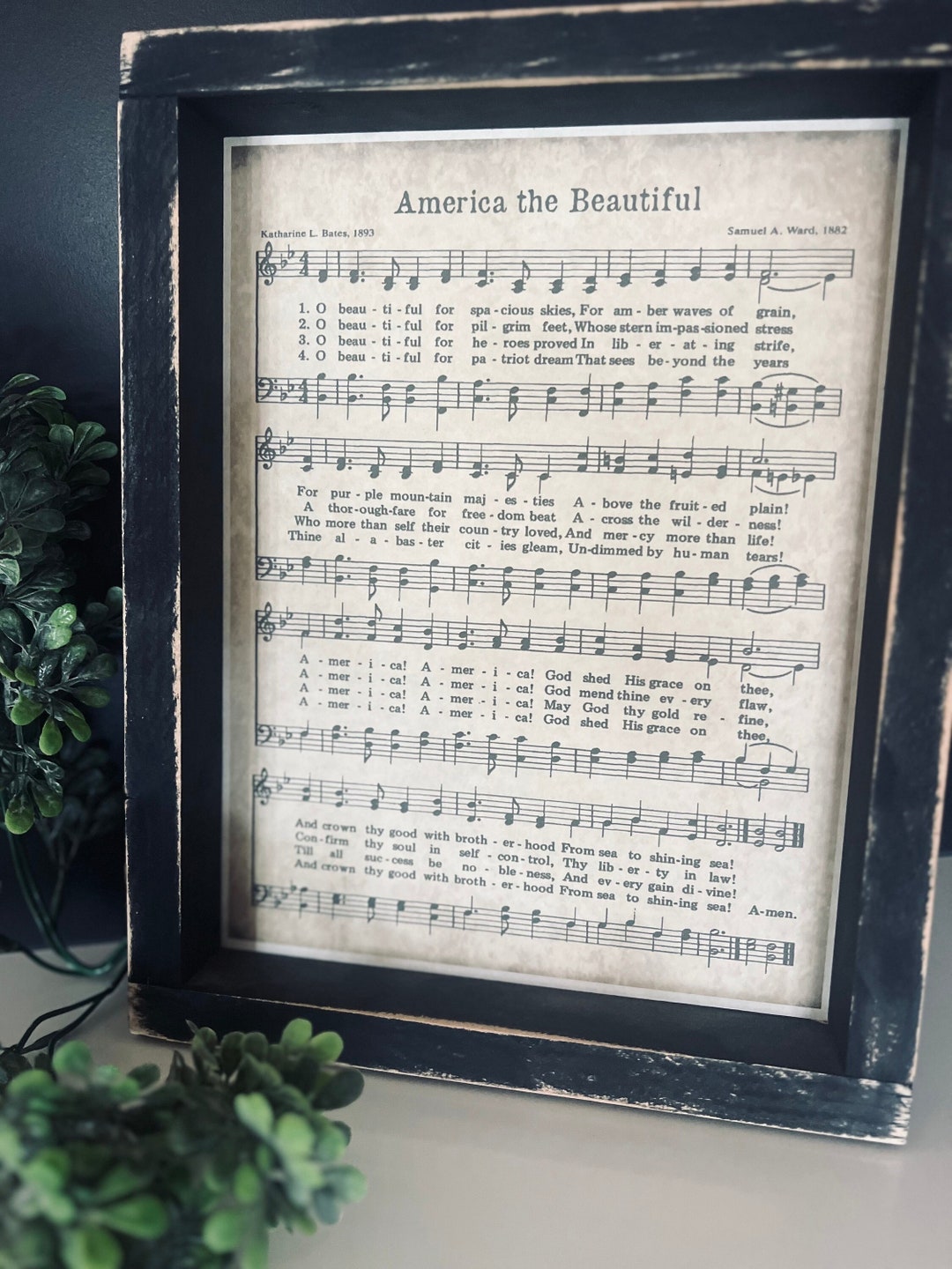 America the Beautiful Hymn / Patriotic Framed Hymns / Military Gifts ...