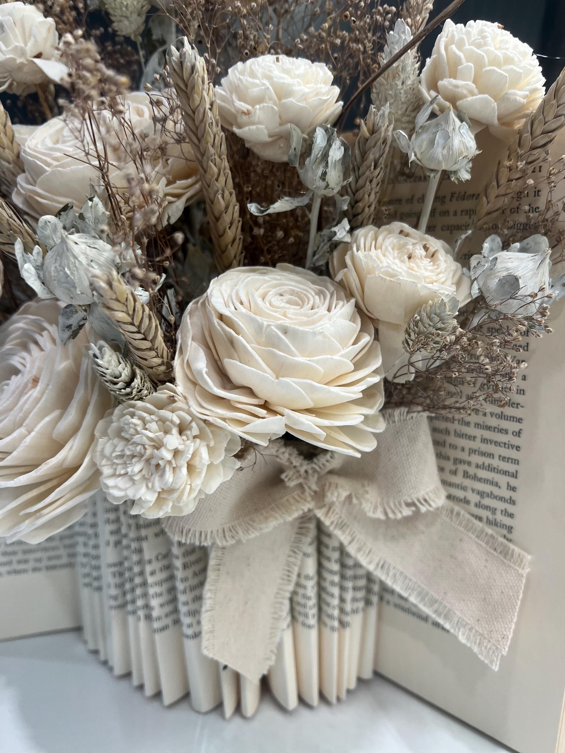Upcycled Book Vase - Dried Floral Bouquet - Vintage Book Decor ...