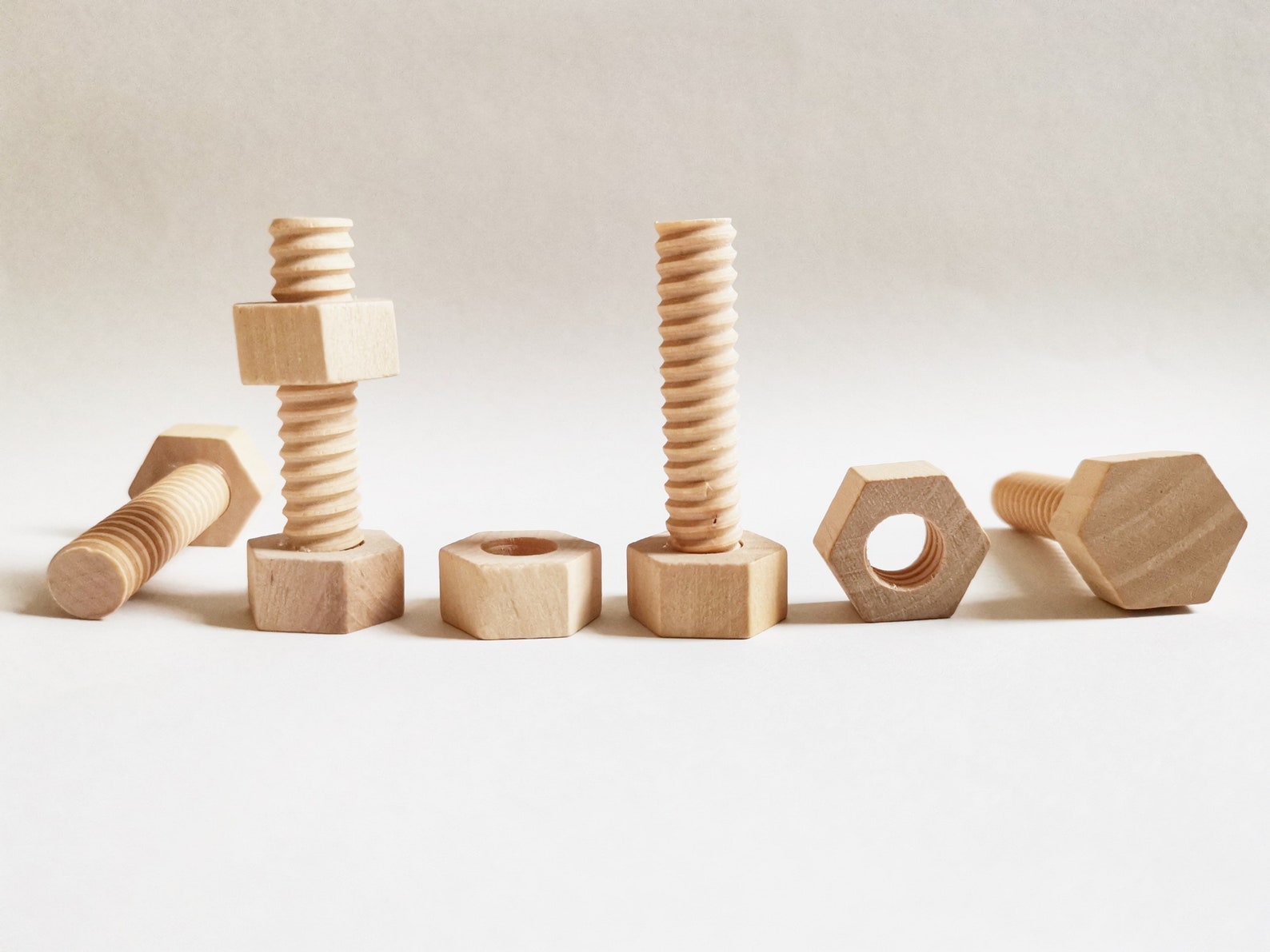 Montessori Assembling Wooden Nuts and Bolts 5 Piece - Etsy