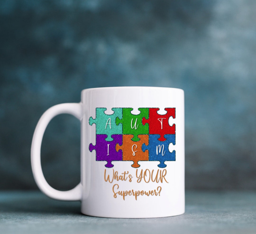 Autism 12oz Mug | Superpower | Puzzle Piece | Rainbow Mug | Colorful ...