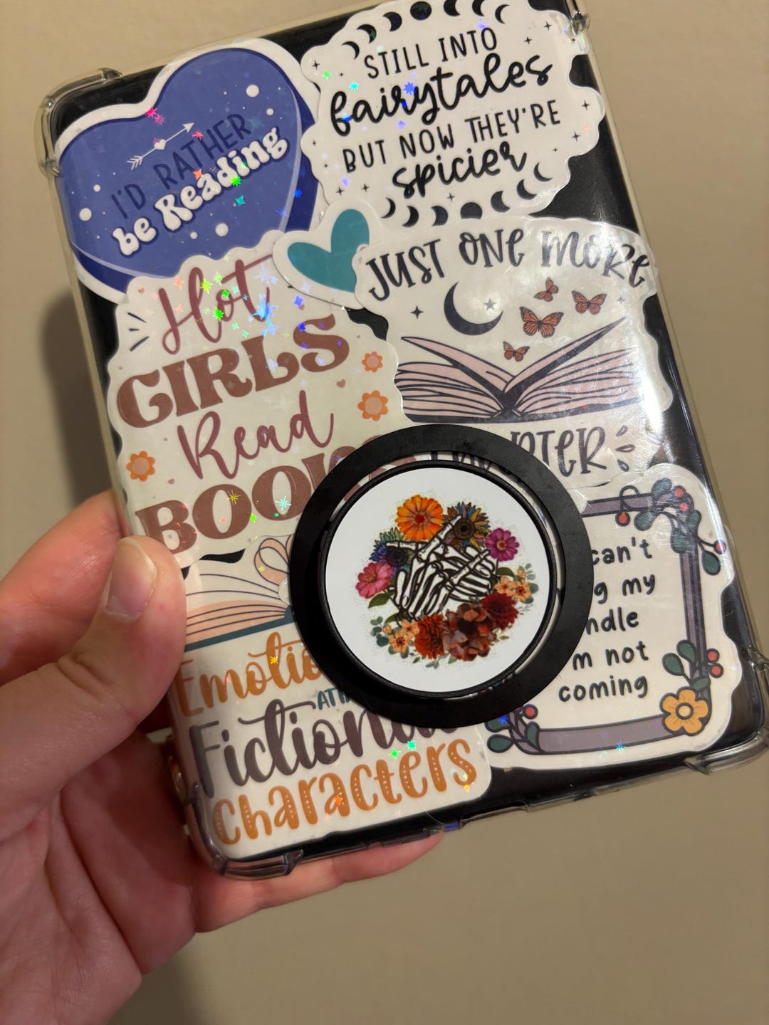 Floral, Skeleton Middle Finger Hands Design Kindle Pop Socket, Kindle ...