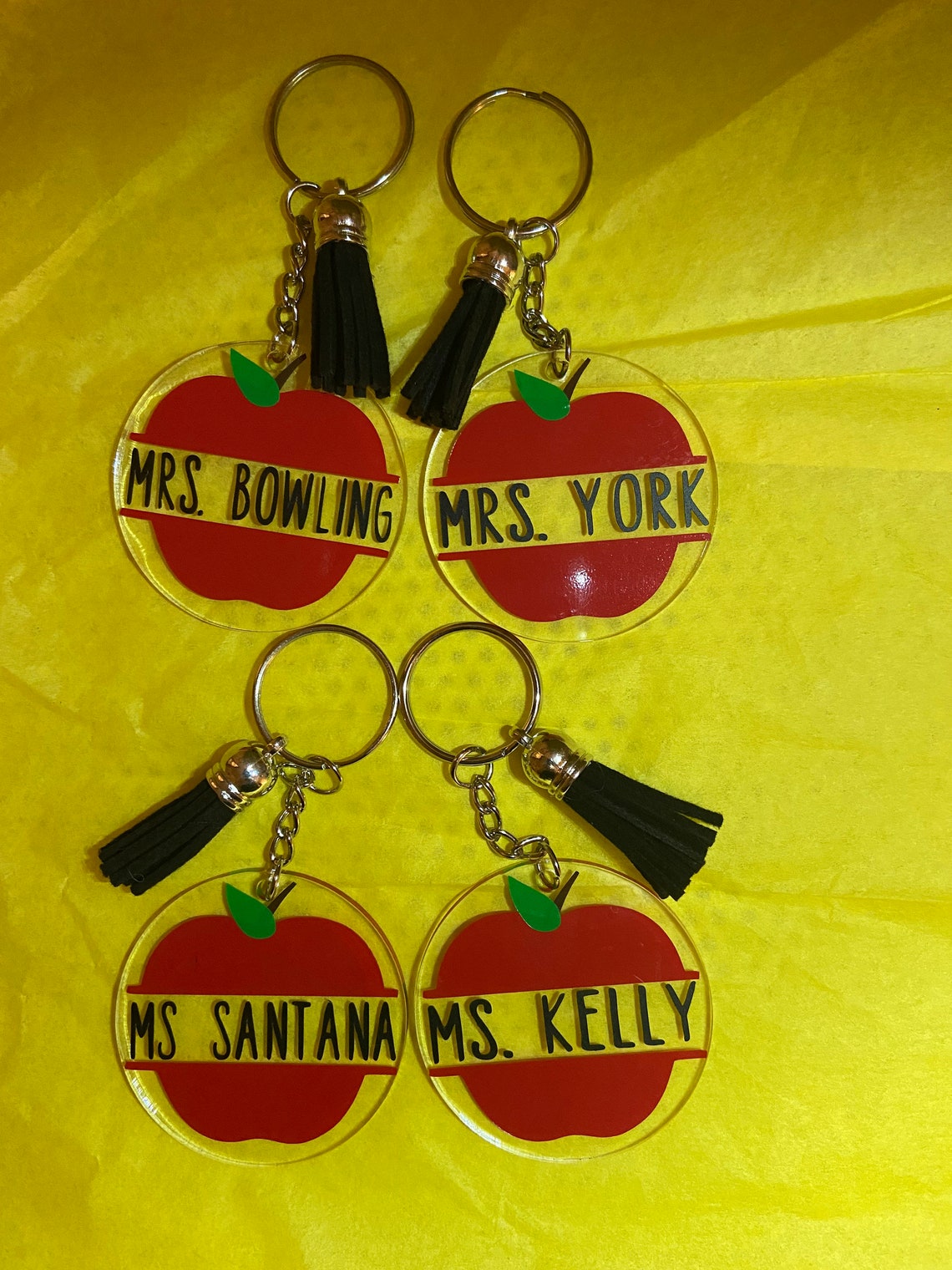 Teacher Apple Acrylic Keychains | Etsy