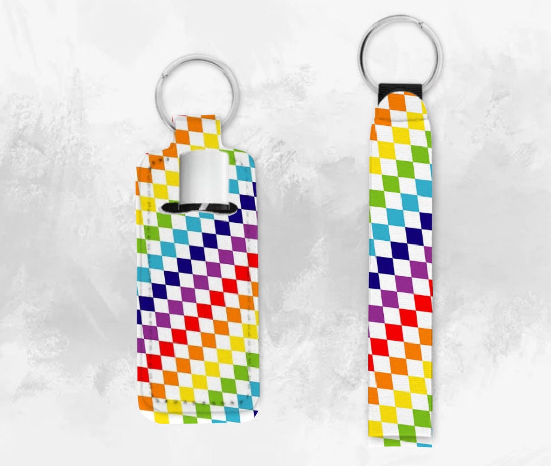 Checkered Rainbow Chapstick Holder | Lip Balm Holder | Chapstick ...