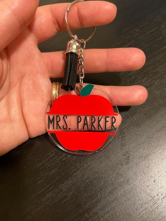 Teacher Apple Acrylic Keychains | Etsy
