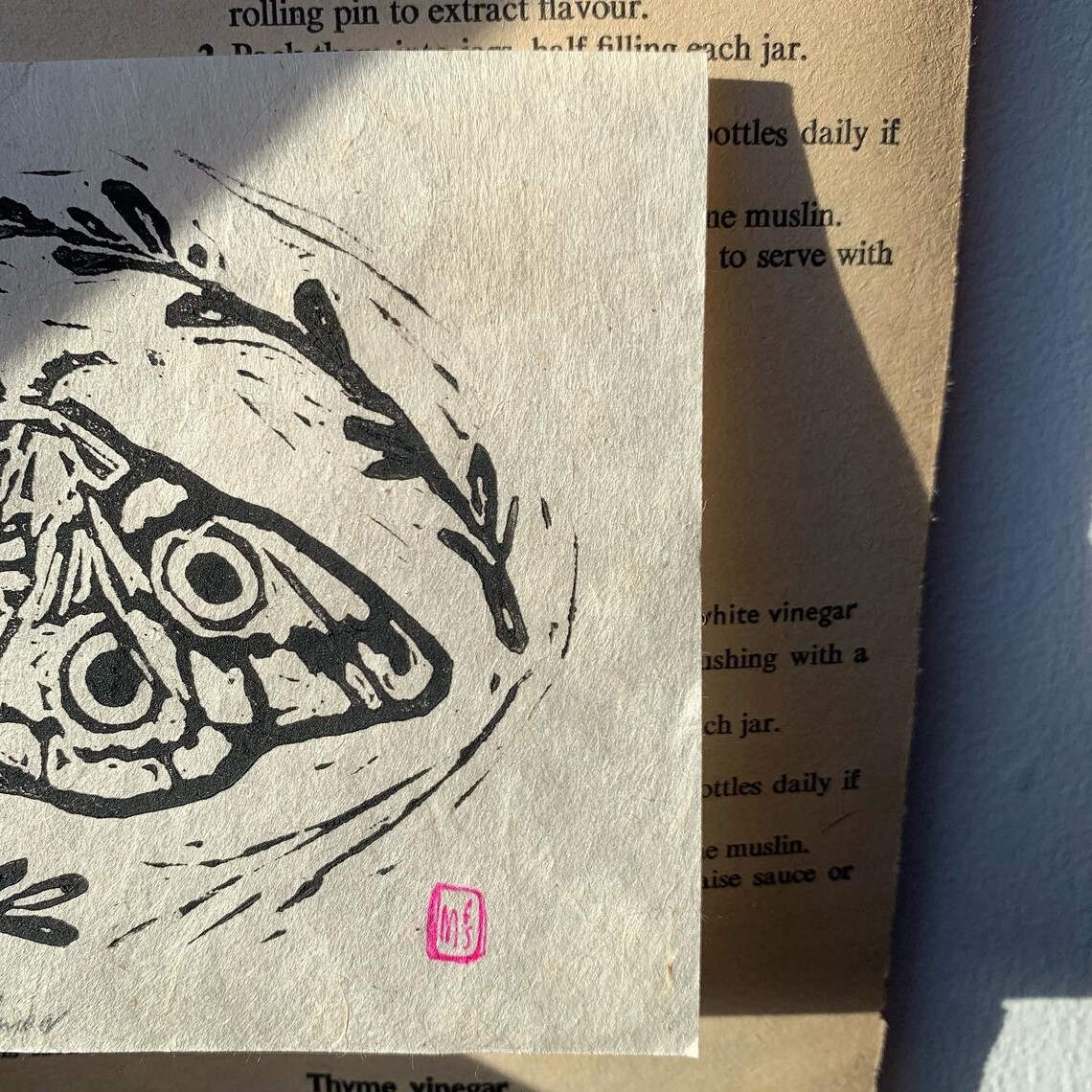 Emperor Linocut Moth Print - Etsy