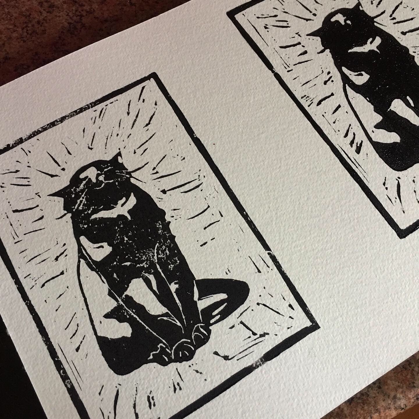 Mog Linocut Cat Print | Etsy