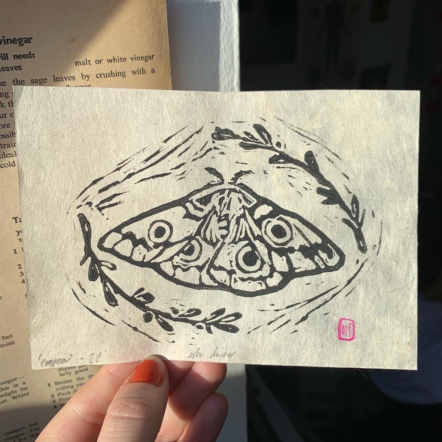 Emperor Linocut Moth Print - Etsy