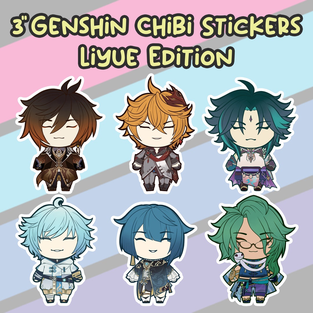 Genshin Impact Chibi Vinyl Stickers Liyue Genshin Boys Waterproof Vinyl ...