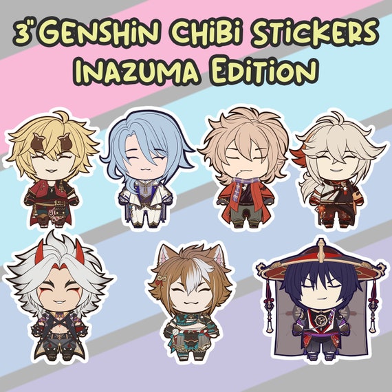 Genshin Impact Chibi Vinyl Stickers Inazuma Genshin Boys - Etsy