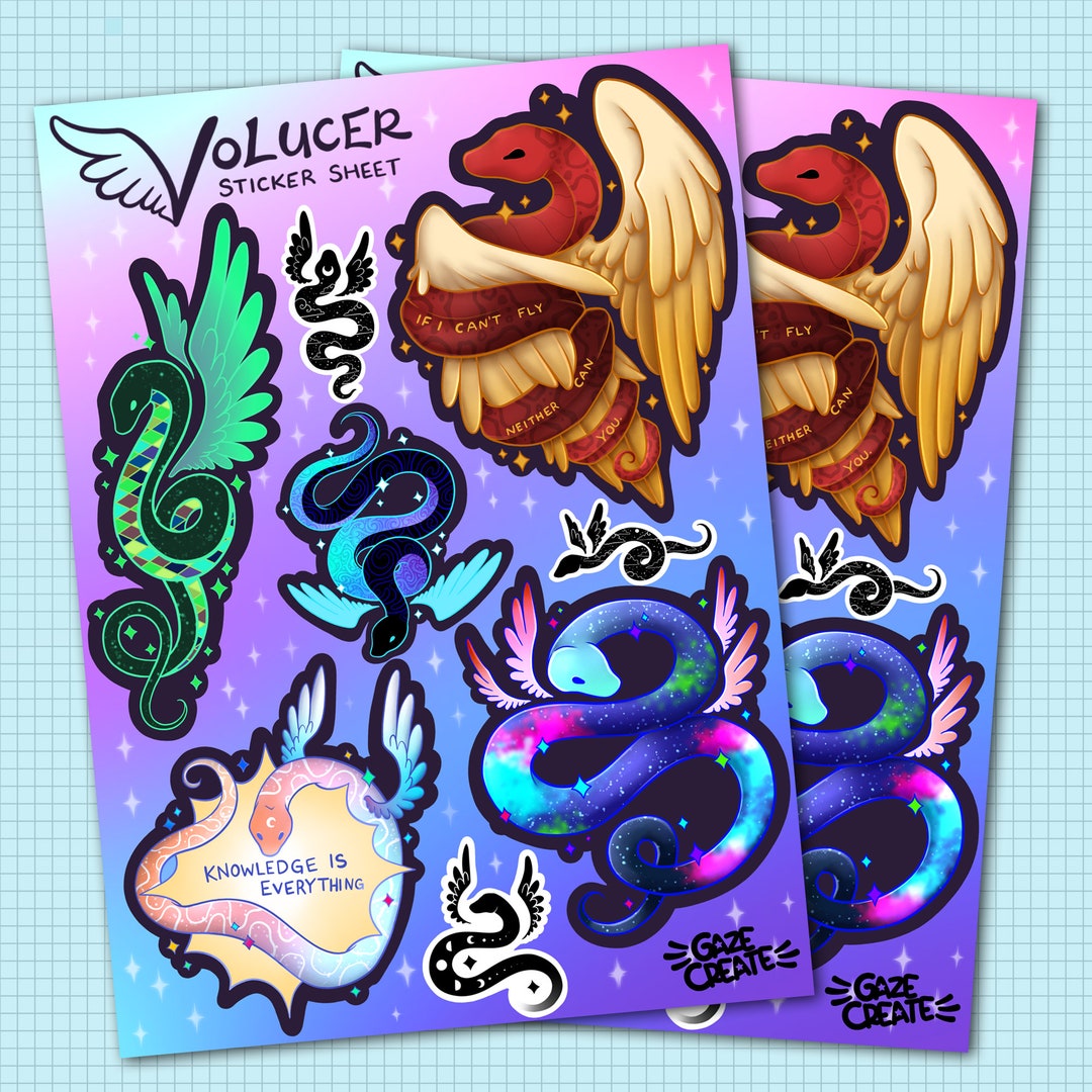 Volucer Angelic Snake Sticker Sheet | Waterproof Vinyl Sticker Sheet - Etsy