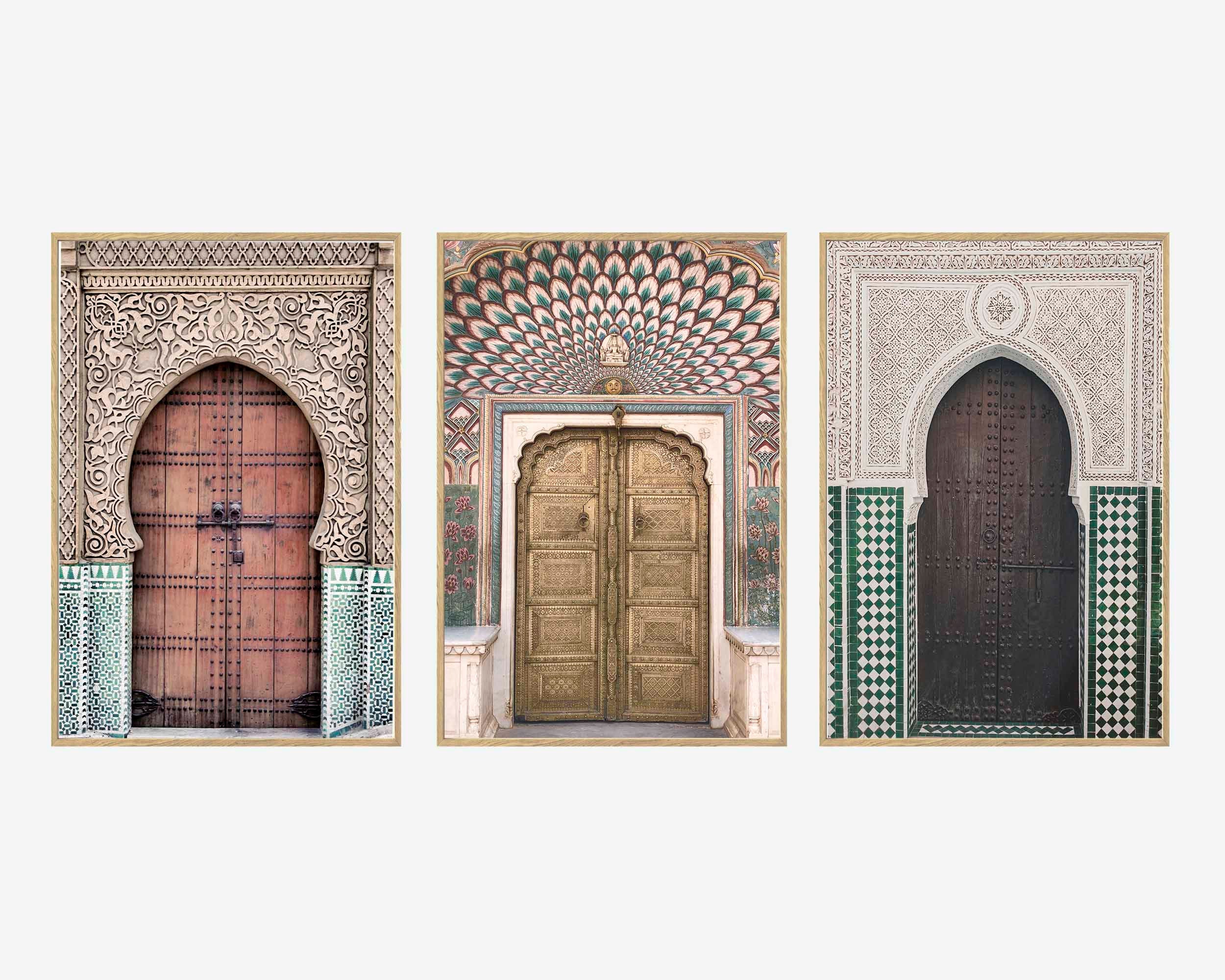 Set of 3 Prints, Moroccan Wall Art Decor, Door Marroquin Design, Jaipur ...