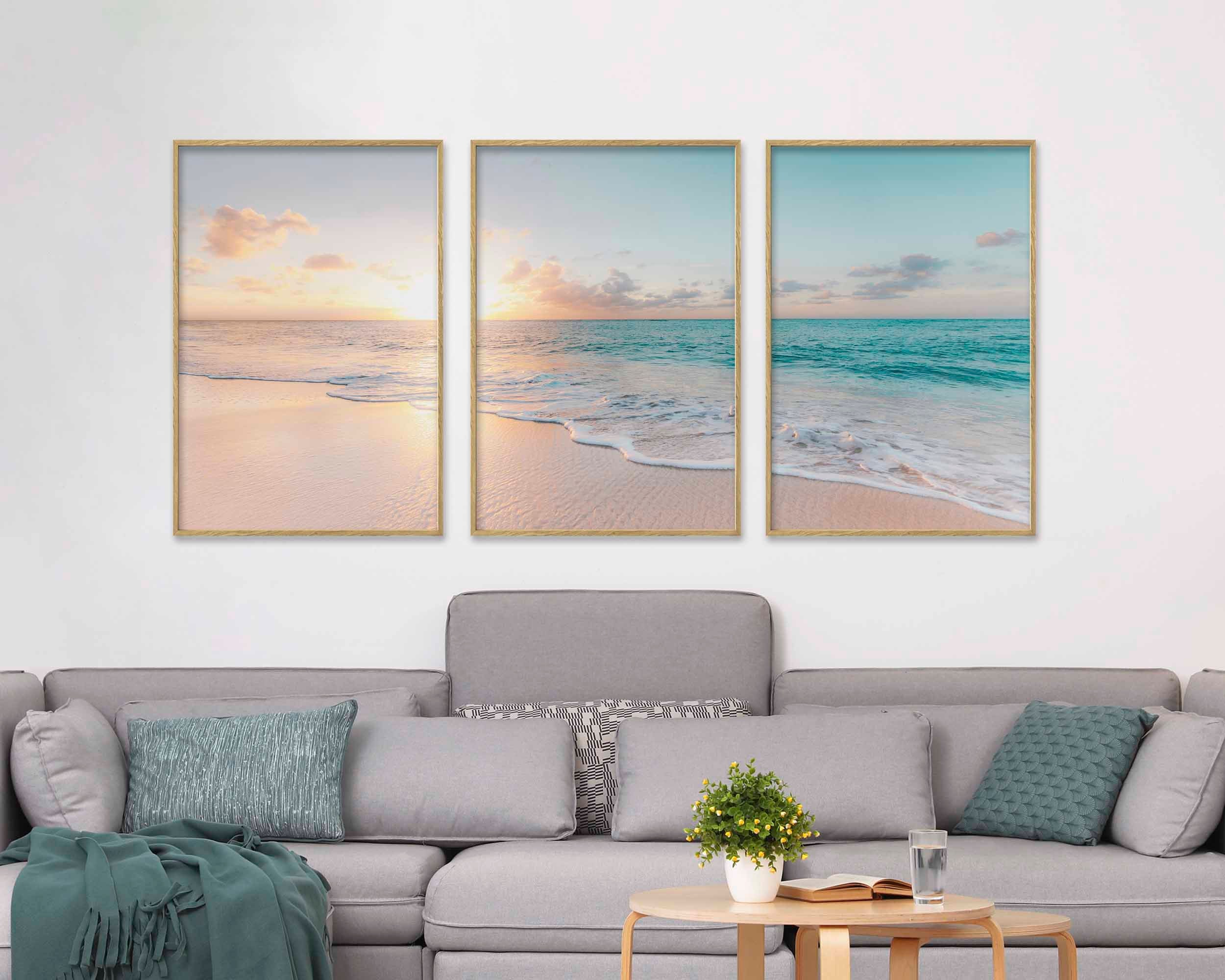 Set of 3, Waves Print, Beach Wall Art, Ocean Print, Beach Print ...