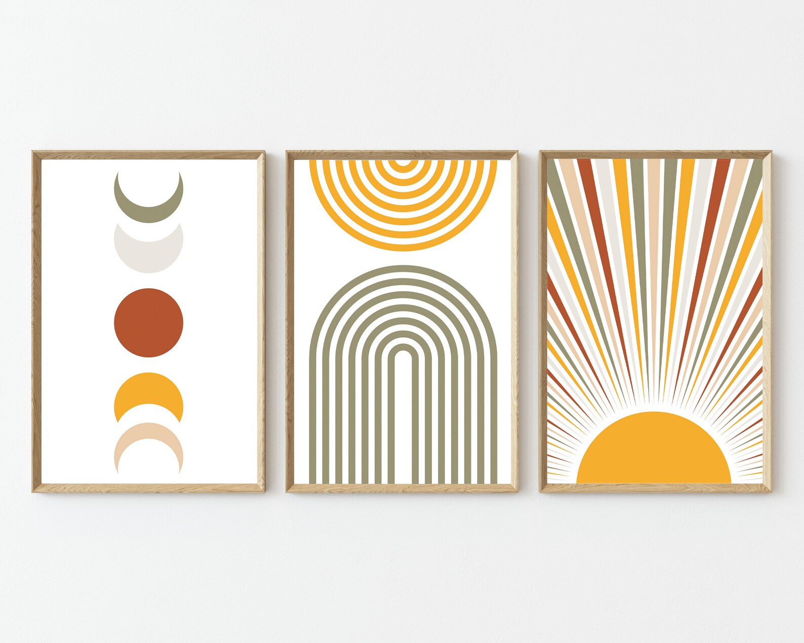 Sun and Moon Boho Wall Art Decor Moon Phase Art Gallery Wall - Etsy