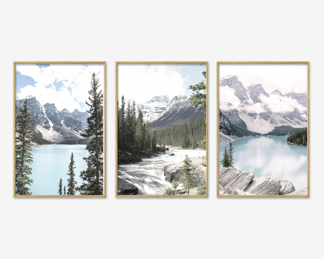 Set of 3 Landscape Lake Louise Poster Banff National Park Modern Nature ...