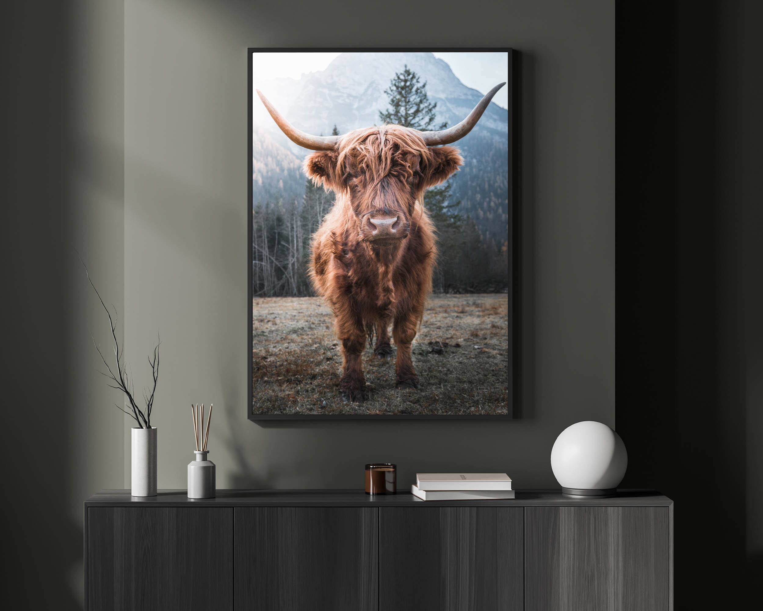 Print Highland Cow Nursery Animal Rustic Large Farmhouse Art - Etsy