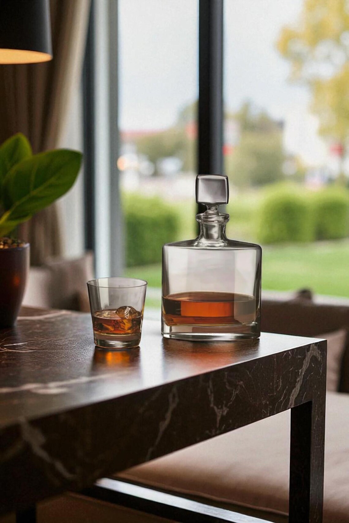 Rueben Crystal Glass Decanter: Modern Square Design, Lead-free - Etsy