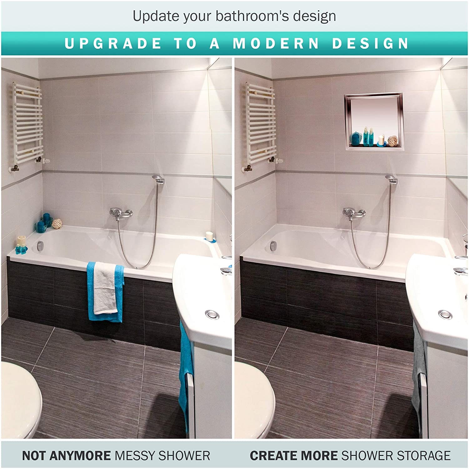 Shower Niche 12 X 12 Stainless Steel Modern and Elegant Design Easy to ...