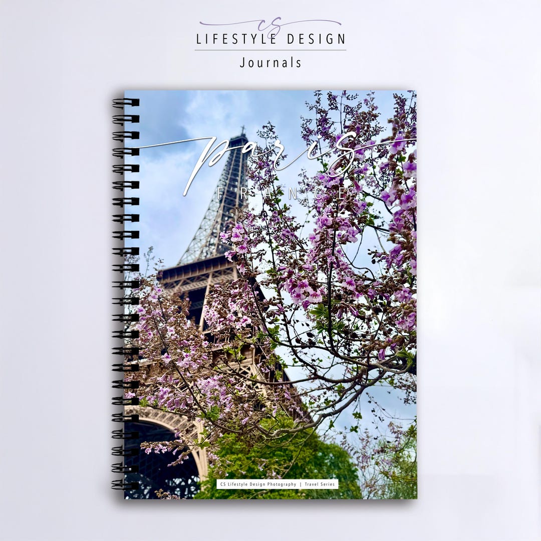 Eiffel Tower Paris Journal | Cherry Blossom Notebook | Travel Diary for ...