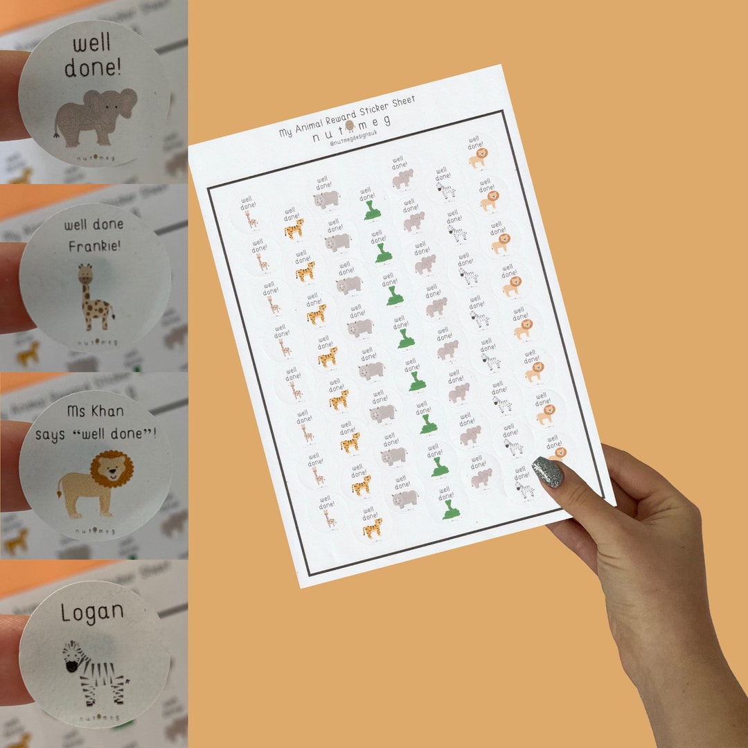 Personalised Animal Reward Stickers - 3 Sheets - 168 Stickers - Etsy