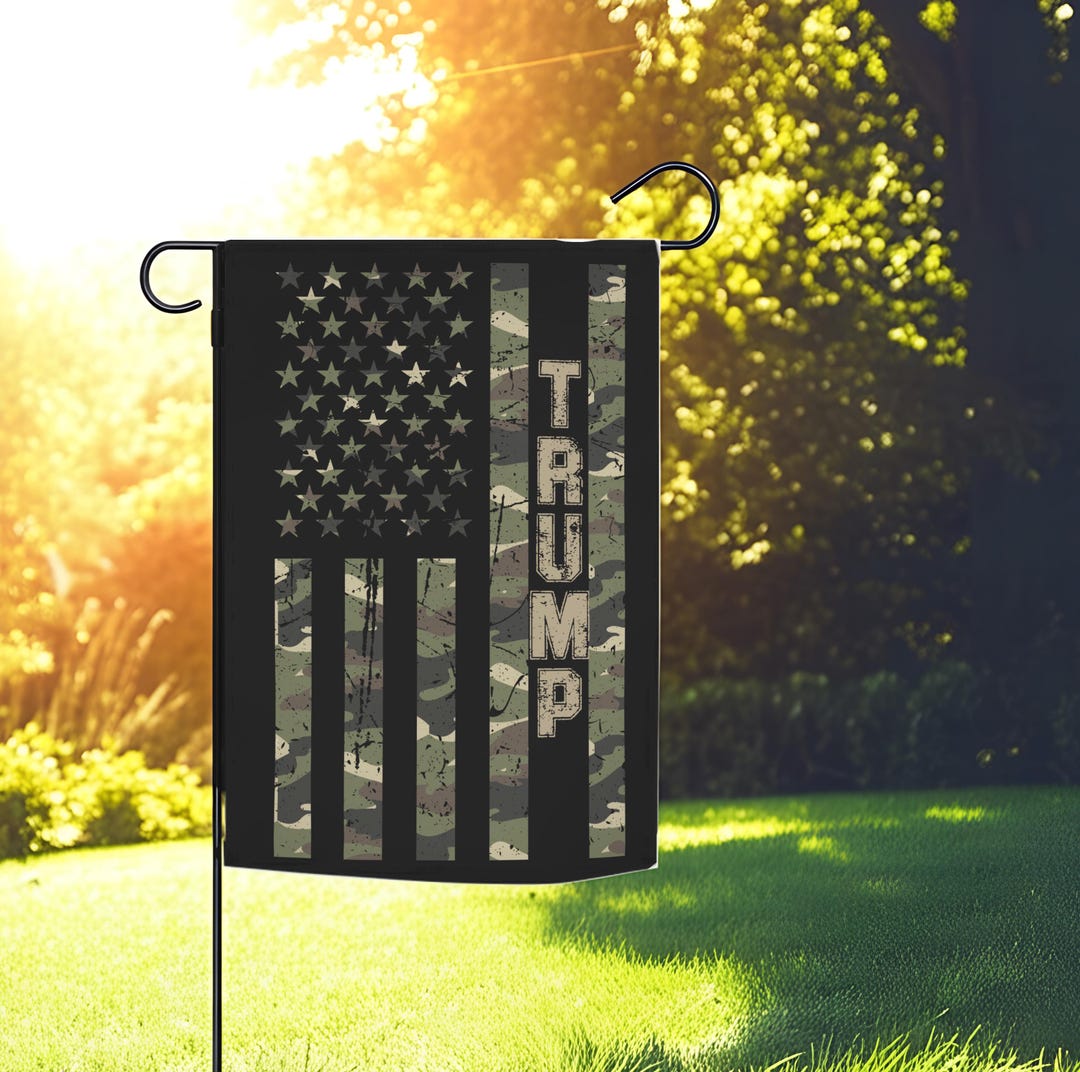 Pro Trump Flag - 12" X 18" Garden Flag Camouflage Patriotic American ...