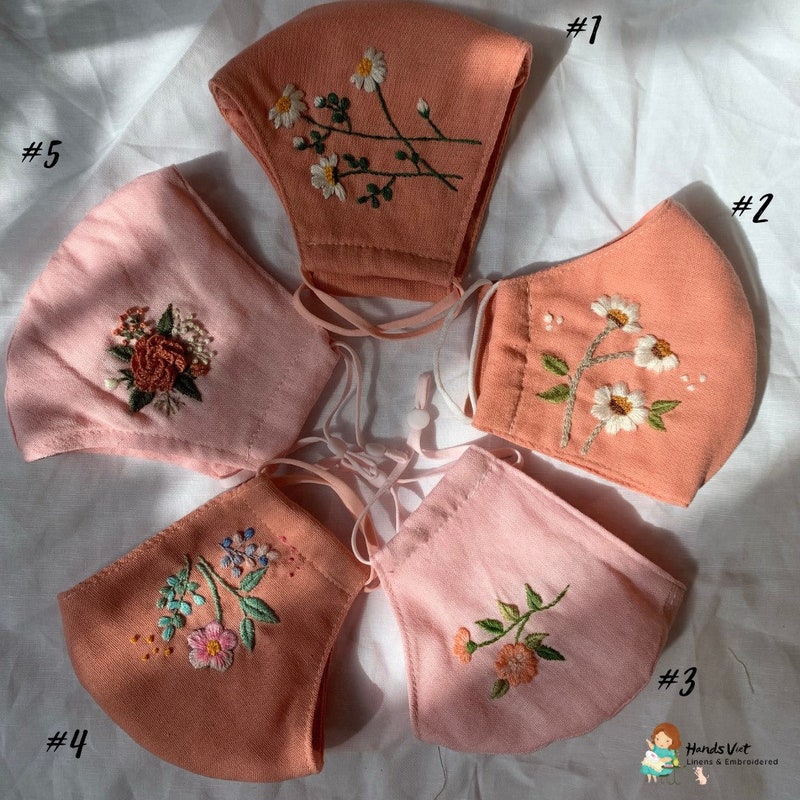 Embroidered Face Mask - Etsy