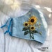 Sunflower Embroidered Linen Face Mask Set: Adjustable Floral Mask - Etsy