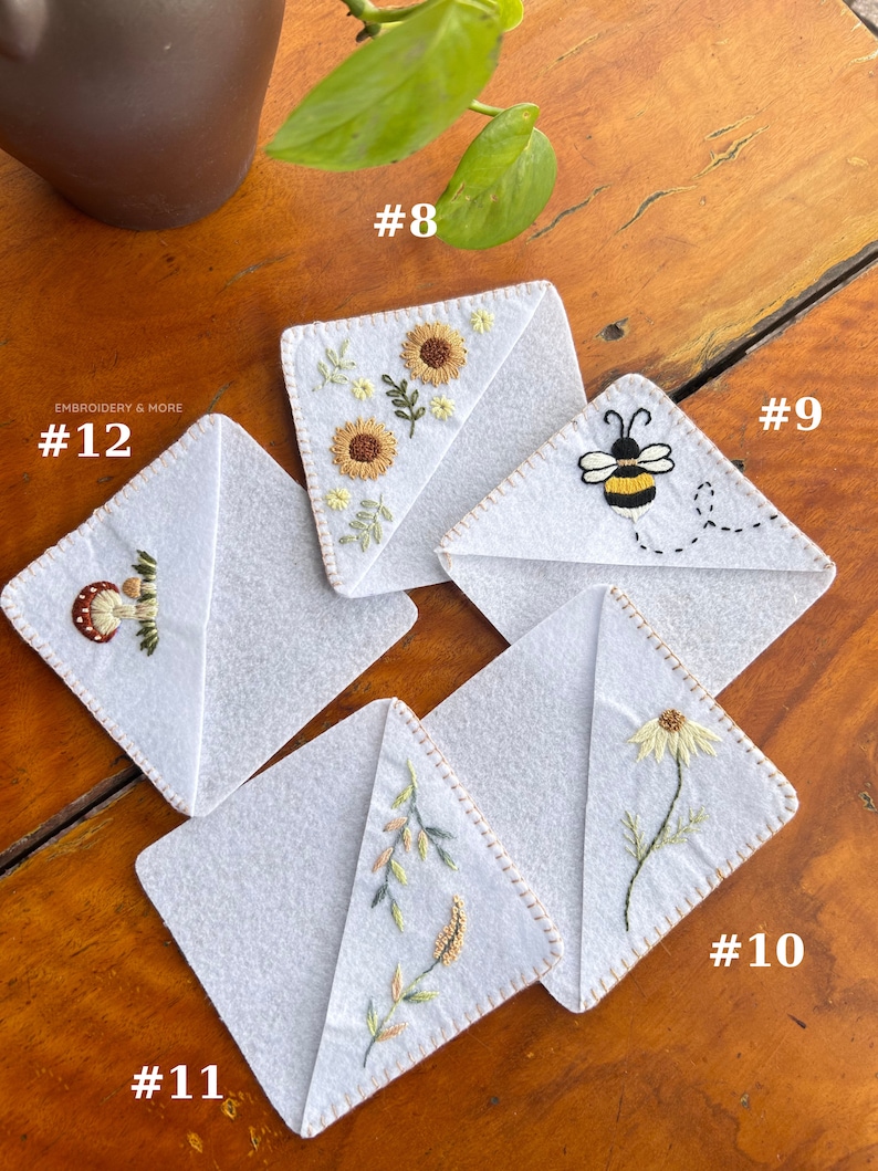 Felt Corner Bookmark With Hand Embroidered Personalized Hand - Etsy