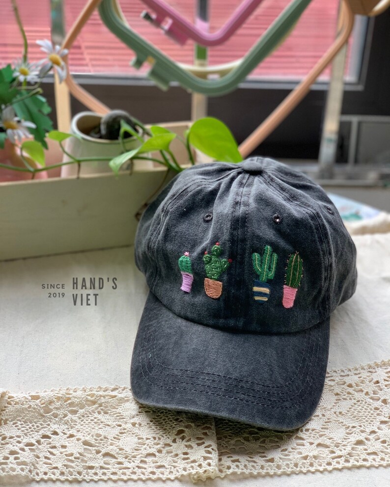 READY TO SHIP - Hand Embroidered Hat for Woman, Custom Flower Cap ...