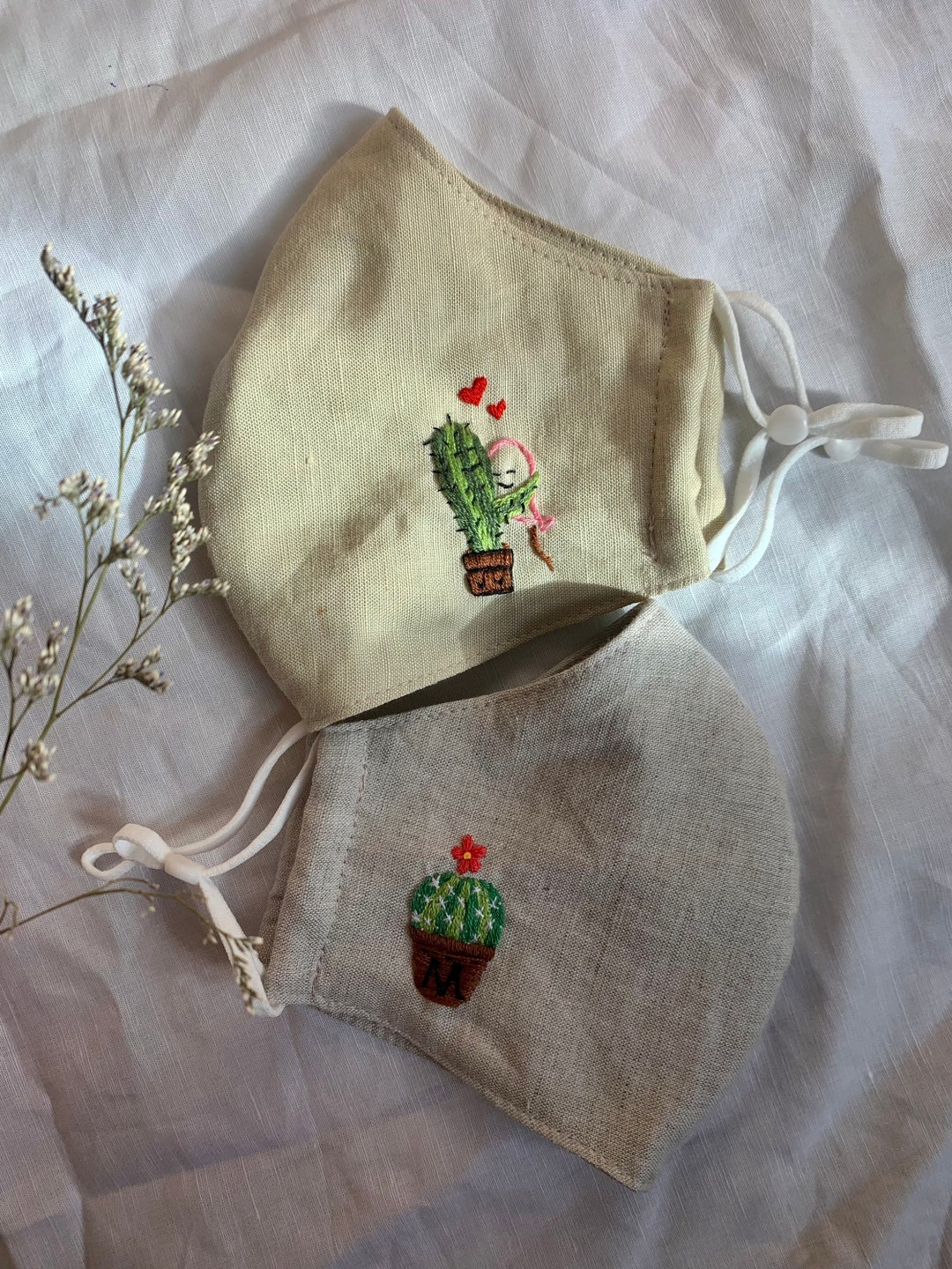 Buy 3 Get 1 Free Any Embroidered Face Mask , Hand Embroidered Linen ...