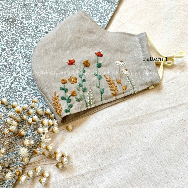Embroidered Face Mask - Etsy