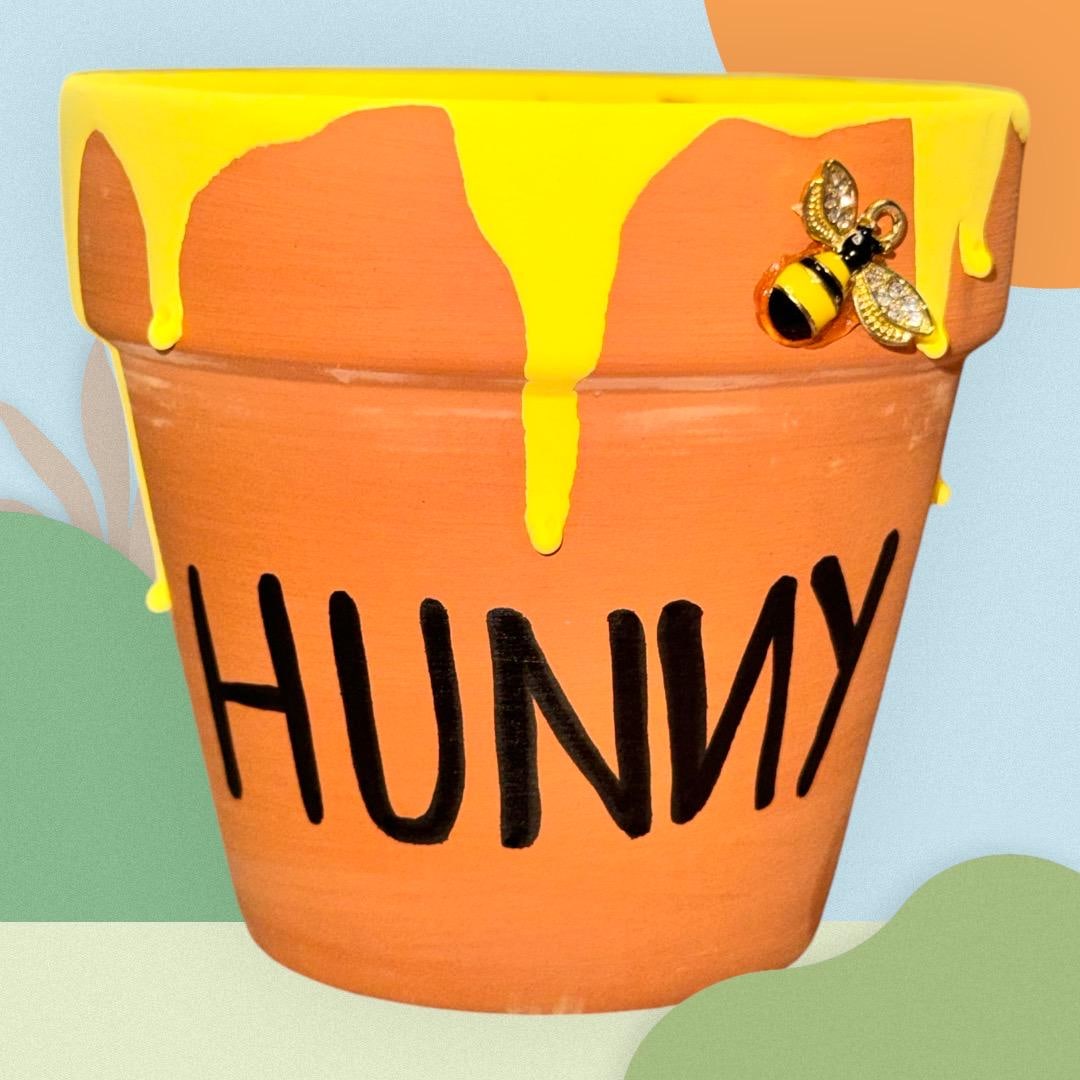 Terracotta Hunny Pot, Centerpiece, Party Favor, Plant Pot, Hand-painted ...