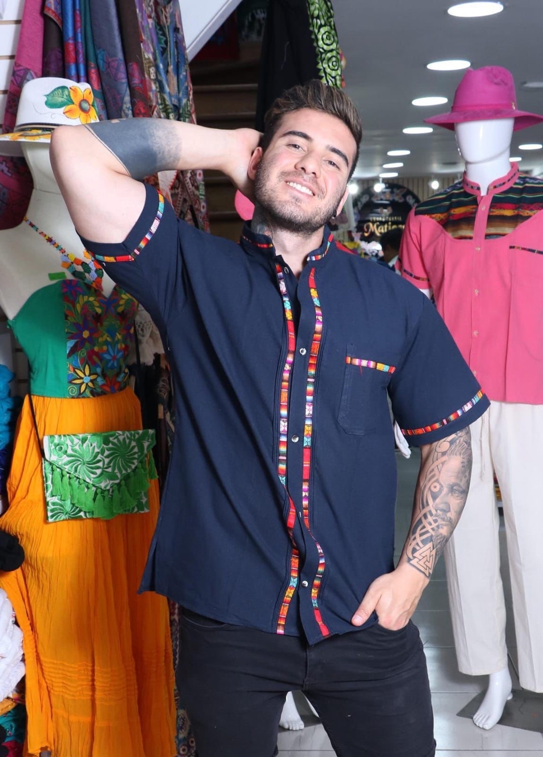 Traditional Manta Guayabera for Men/short Sleeve Buttoned Shirt ...
