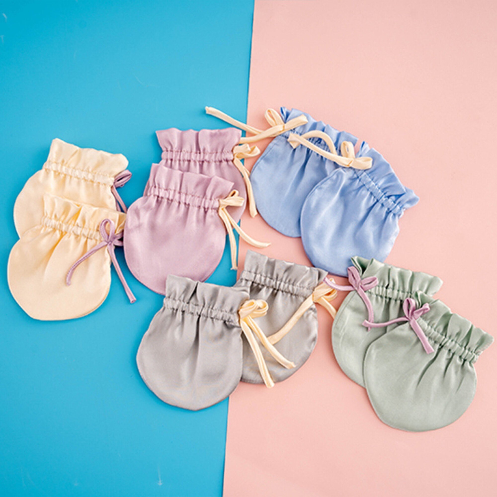 Mulberry Silk Baby Mittens With String 0-6 Months, Newborn No Scratch ...