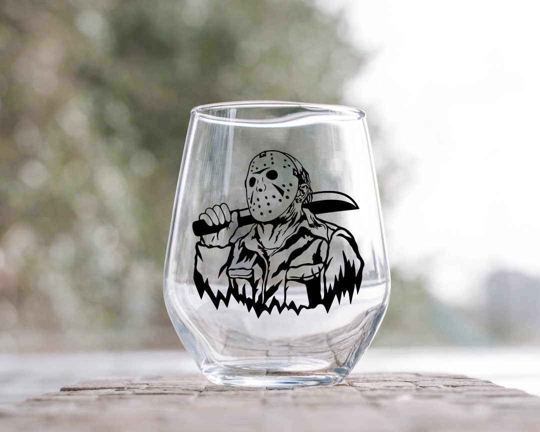 Jason Friday the 13th Horror Villain Stemless Wine Glass Halloween ...