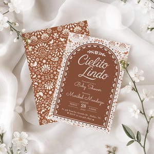 Terracota Brown Cielito Lindo Baby Shower Invitation, Papel Picado ...