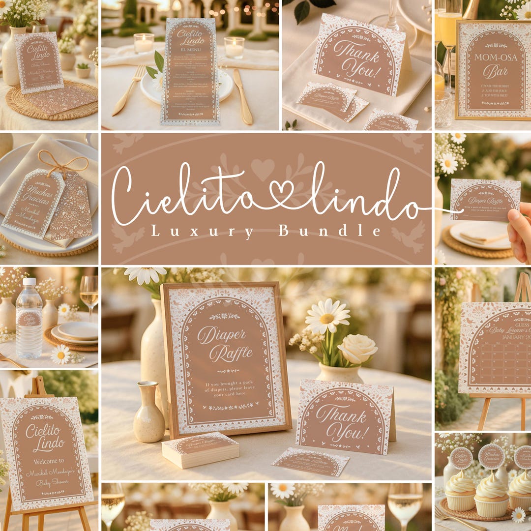 Dusty Brown Cielito Lindo Baby Shower Bundle: Gender Neutral Boho ...