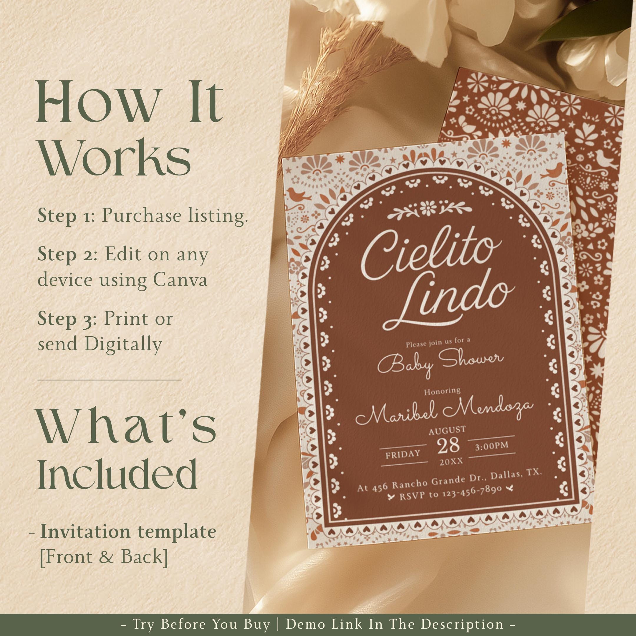 Terracota Brown Cielito Lindo Baby Shower Invitation, Papel Picado ...