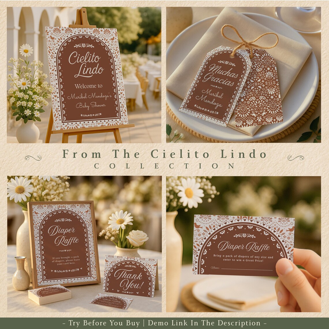 Terracota Brown Cielito Lindo Baby Shower Invitation, Papel Picado ...