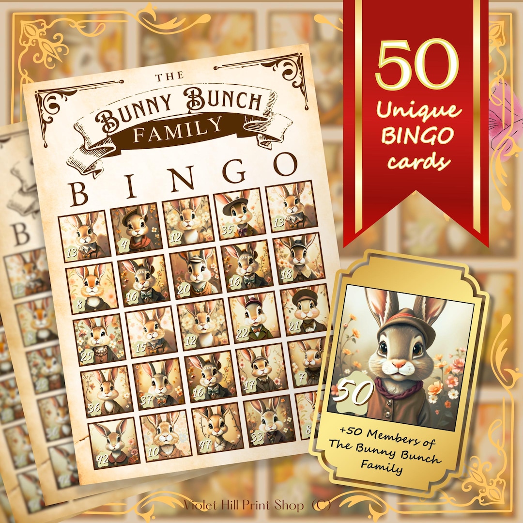 Bunny Bingo for Kids & Adults – 50 Printable Boards | Fun Easter Party ...