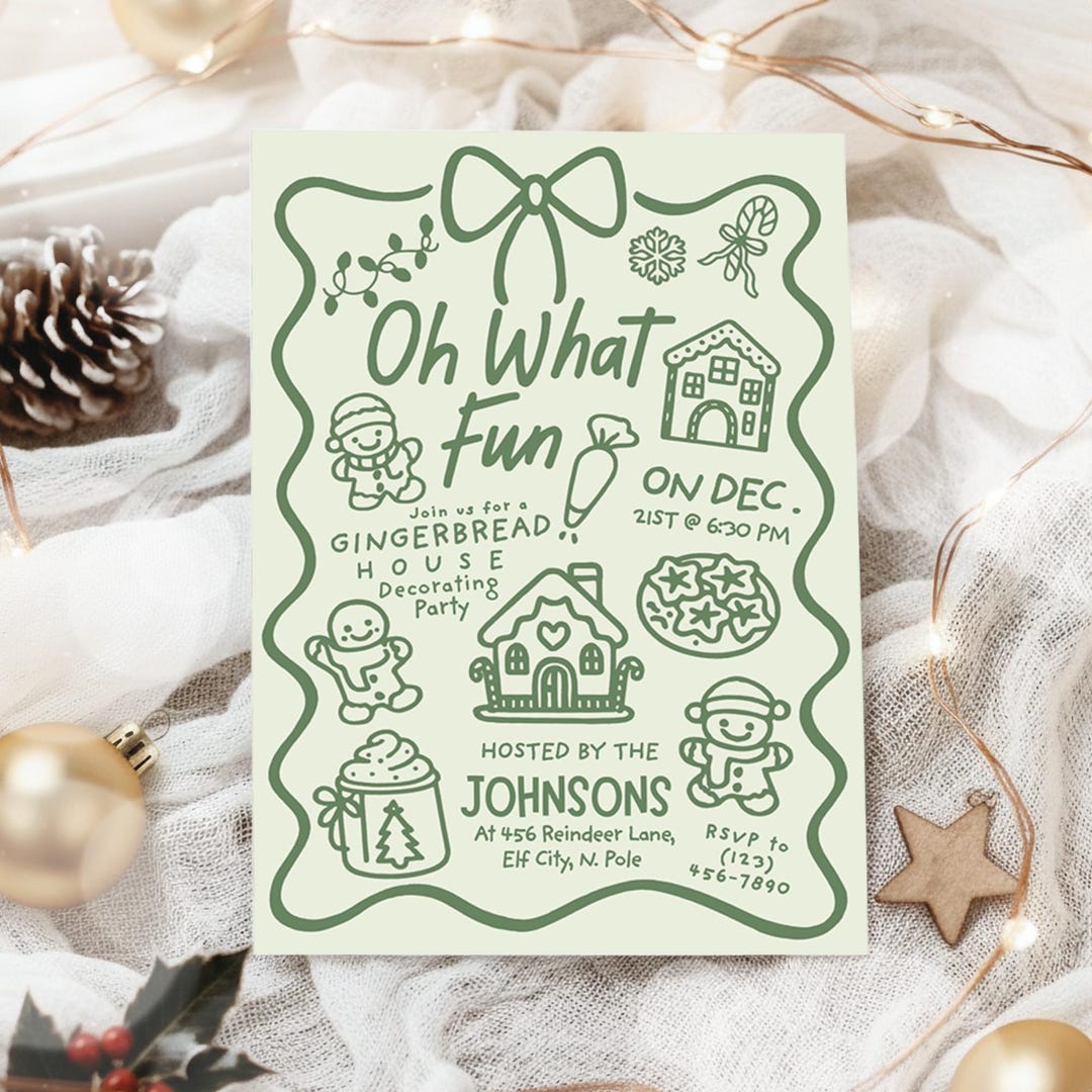 Gingerbread Decore Party Invitation Template: Christmas Cookie House ...